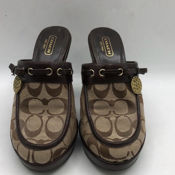 Coach | Shoes | Coach Tan And Brown Womens Mules | Poshmark